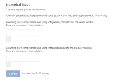 Solved Numerical Input Points Possible Graded Results Chegg Com