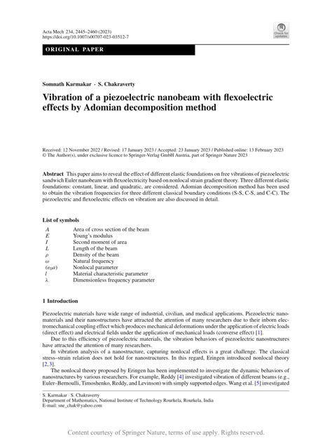 Vibration Of A Piezoelectric Nanobeam With Flexoelectric Effects By Adomian Decomposition Method