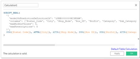 使用分析扩展程序传递表达式 Tableau