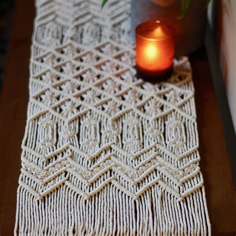 Farmhouse Macrame Cotton Table Runner 14x78