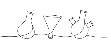 실험실 유리 장비 한 줄 연속 도면 둥근 바닥 플라스크 필터 깔때기 연속 한 줄 그림 벡터 선형 그림 개체 그룹에 대한 스톡 벡터 아트 및 기타 이미지 Istock