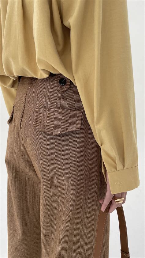 Прямые брюки палаццо из костюмной ткани с узором в елочку с доставкой без предоплаты Evening