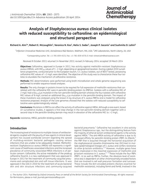 Pdf Analysis Of Staphylococcus Aureus Clinical Isolates With Reduced