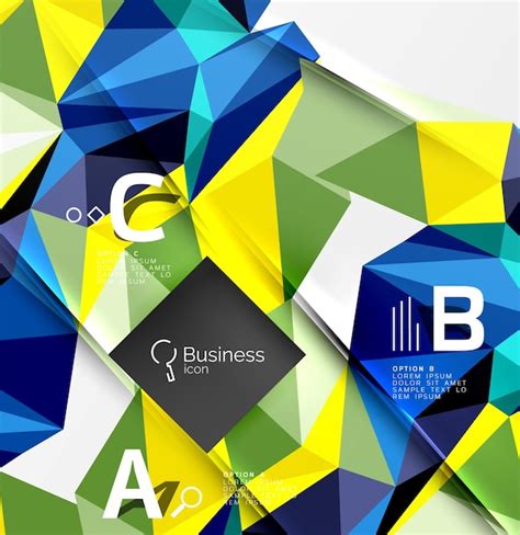 Premium Vector Colorful Triangle Mosaic 3d Geometric Object With Infographics Vector Abstract