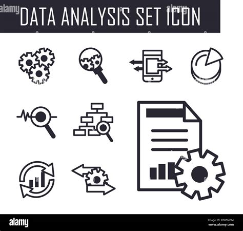 Data Analysis Line Style Set Icons Design And Information Theme Vector Illustration Stock
