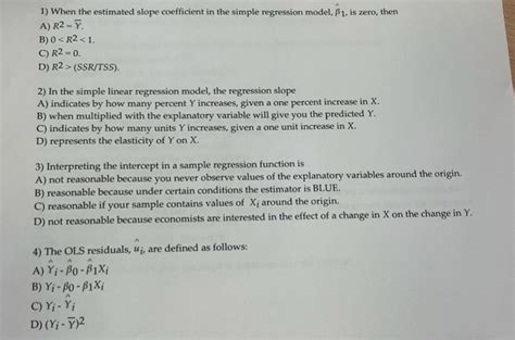 solved 1 when the estimated slope coefficient in the simple