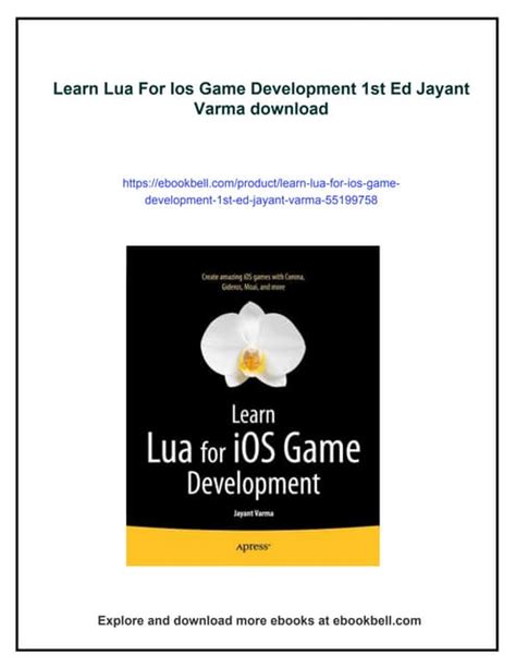 Learn Lua For Ios Game Development 1st Ed Jayant Varma Pdf