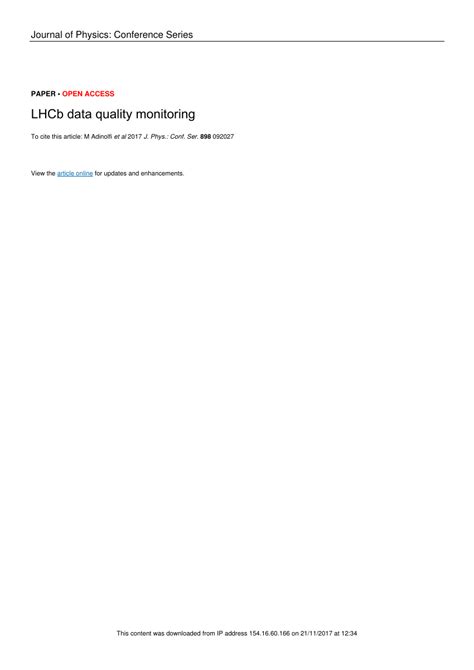 Pdf Lhcb Data Quality Monitoring