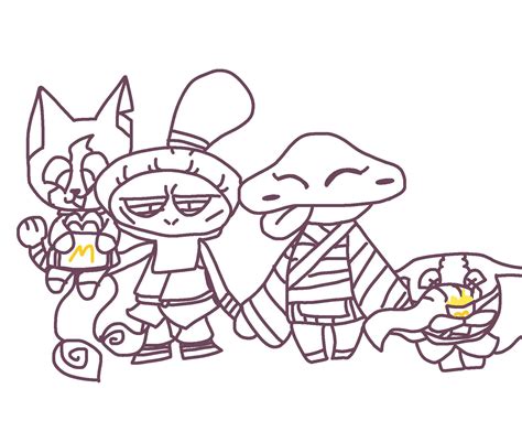 Day 6 Of Drawing My Yo Kai Watch 2 Team Interacting Until I Lose Motivation They Got Them