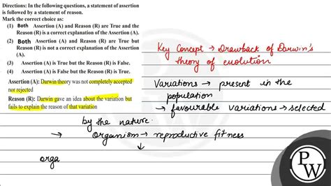 Directions In The Following Questions A Statement Of Assertion Is