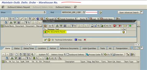 solved no documents found” error in ewm missing fields sap
