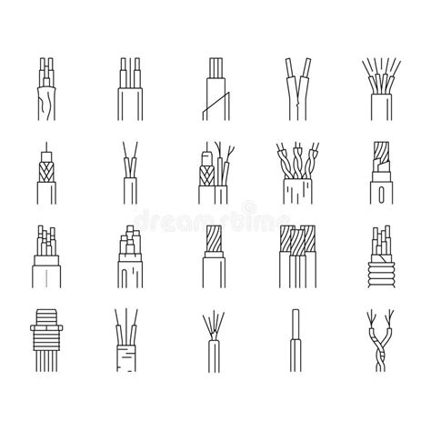Wire Cable Technology Connection Icons Set Vector Stock Vector Illustration Of Conductor Data