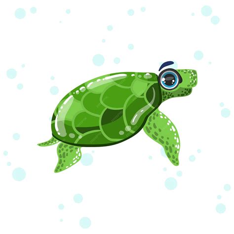 Premium Vector Green Turtle Drawing