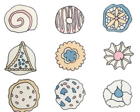 Different Types Of Doughnuts Artistic Drawing