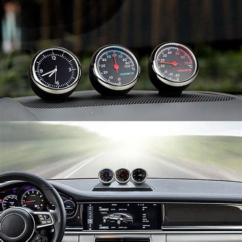 미니 자동차 디지털 시계 자동 시계 온도계 습도계 게이지 장식 장식 시계 자동차 인테리어 데칼 Aliexpress