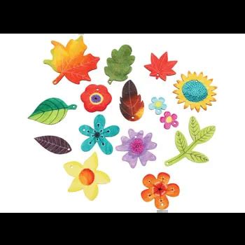 Wooden Leaf Flower Shapes Pack Of