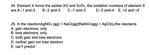 Solved 24 Element X Forms The Oxides XO And X203 The Chegg Com