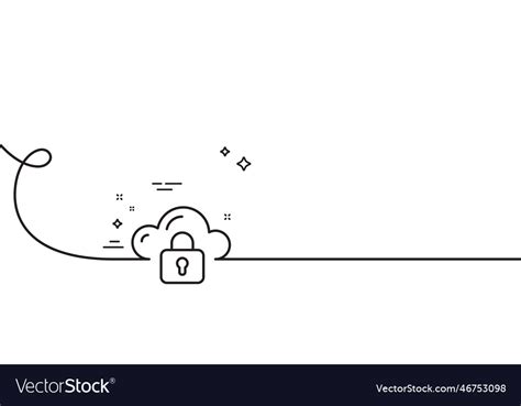 Cloud Computing Protection Line Icon Internet Vector Image