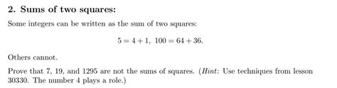 Solved 2 Sums Of Two Squares Some Integers Can Be Written Chegg Com