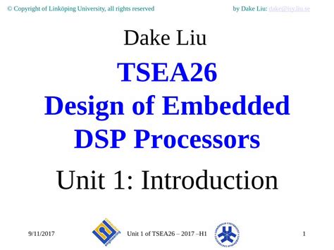 Pdf Tsea26 Design Of Embedded Dsp Processors · Learn Firmware Kernel Design Basic Skills