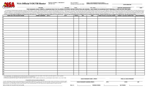 Nsa Roster Form ≡ Fill Out Printable Pdf Forms Online