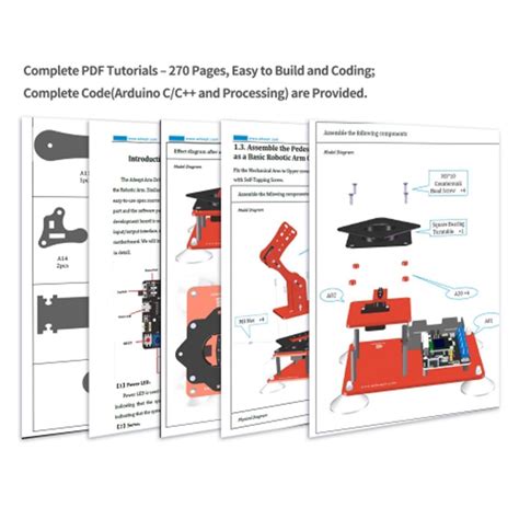 Adeept 5 Dof Arduino互換プログラマブルオレンジロボットアームキット、oled ディスプレイ付き Robotshop