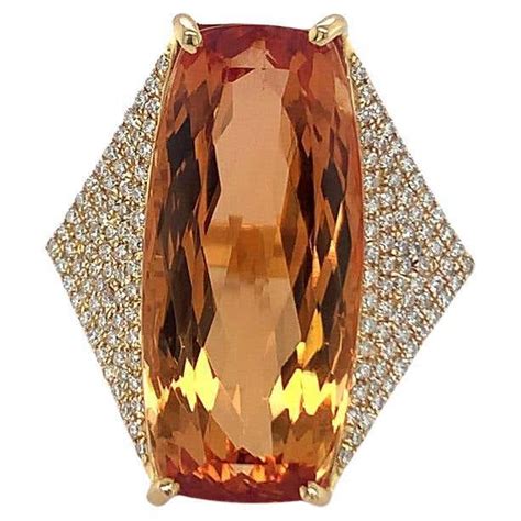 Imperial Topaz And Diamond Platinum And Yellow Gold Ring A Romantic