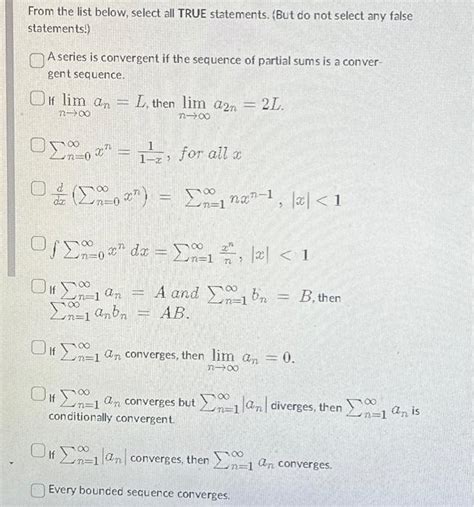 Solved From The List Below Select All True Statements