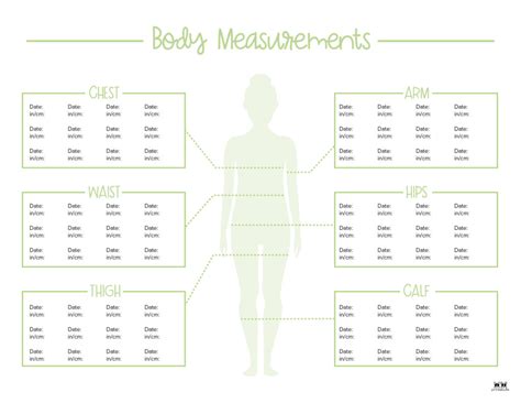 Body Measurement Chart Body Measurement Tracker Weight Measurement Chart