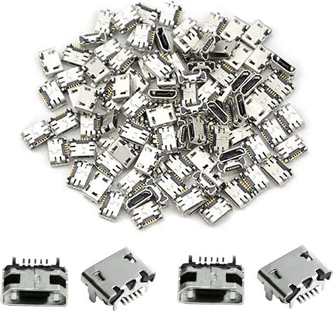 Whpromlang 100 Pcs Type B Female Mini Usb Socket Jack Connector 180 Degree 5 Pin Smd Smt