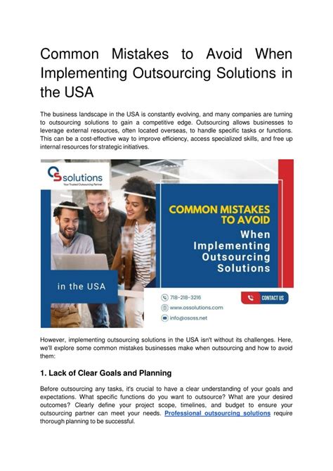 ppt common mistakes to avoid when implementing outsourcing solutions