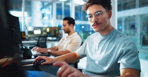 Computer Programmer And Glasses With Man In Office For Game Designer