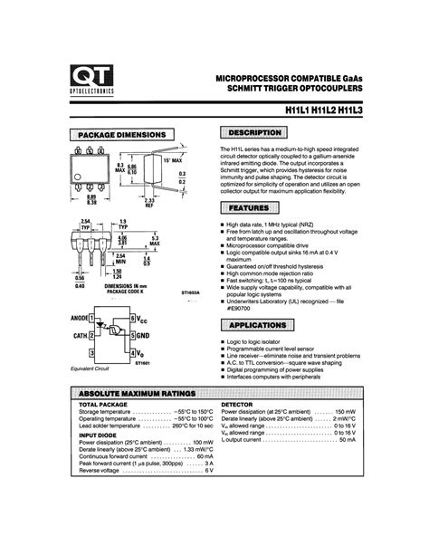 H11aa1 Datasheet Features Specifications And Applications