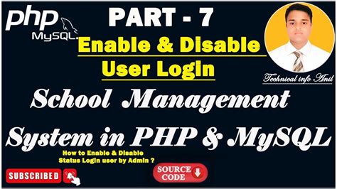 User Login Enable And Disable By Admin School Management Systems In Php Mysql हिन्दी Part 7
