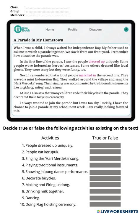 True Or False Part 2 Live Worksheets