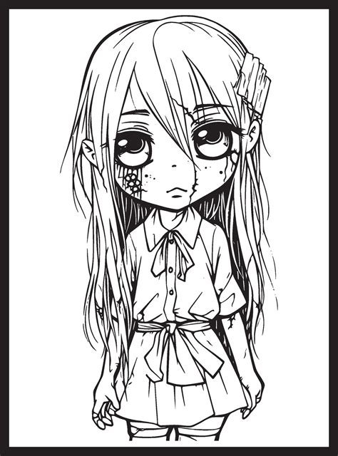 Cute Horror Chibi Coloring Pages 25867683 Vector Art At Vecteezy