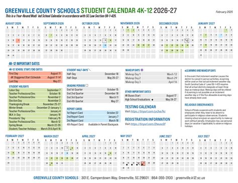 Greenville County Schools Calendar 2026 2027 Pdf