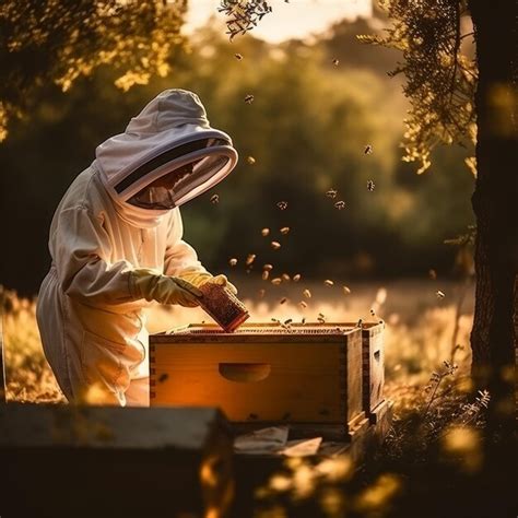 Beekeeper Collecting Honeycomb Frames Extracting Fresh Natural Honey