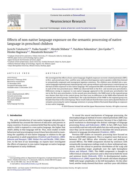 Pdf Effects Of Non Native Language Exposure On The Semantic Processing Of Native Language In