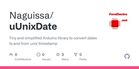 GitHub Naguissa UUnixDate Tiny And Simplified Arduino Library To