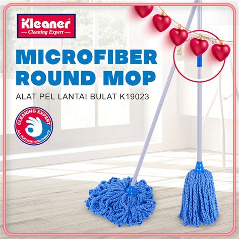 Jual Kleaner Alat Pel Sumbu Bulat Microfiber Round Mop Pembersih Lantai