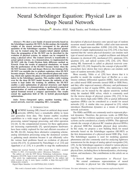 pdf neural schrödinger equation physical law as deep neural network