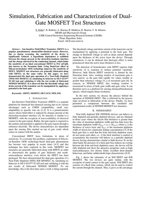 Pdf Simulation Fabrication And Characterization Of Dual Gate Mosfet Test Structures
