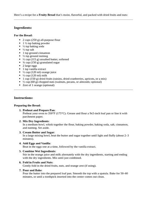 Fruity Bread Recipe Pdf