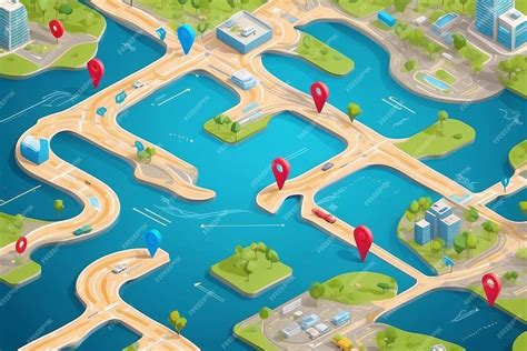 Destinations Isometric Gps Tracking Map Track Navigation Pin On Street