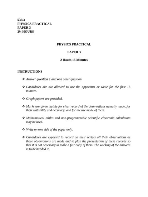 Practical Paper Pdf Metrology Physical Sciences