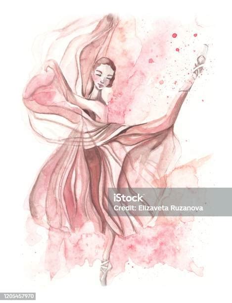 아름다운 발레리나의 초상화입니다 수채화 일러스트레이션 수채화에 대한 스톡 벡터 아트 및 기타 이미지 수채화 춤 발레