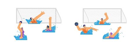 수구 경기 대회 선수들은 고립된 플랫 벡터 일러스트레이션을 선보인다 수구에 대한 스톡 벡터 아트 및 기타 이미지 수구