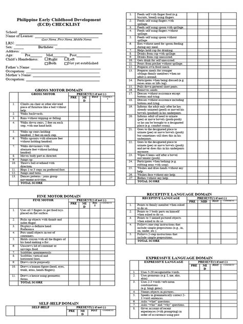 Ecd Checklist 2023 | Download Free PDF | Linguistics