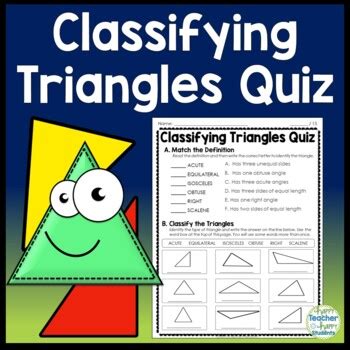 Classifying Triangles Quiz Identifying Types Of Triangles Test With Answer Key